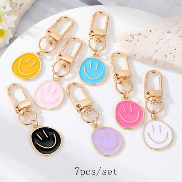 Boutique | Jewelry | 7 Piece Smiley Face Emoticon Bag Charms | Poshmark